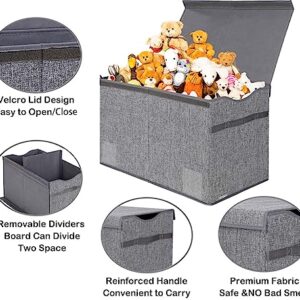 VICTOR'S Toy Box Chest, Collapsible Sturdy Storage Bins with Lids, Large Kids Toy Storage Organizer Boxes Bins Baskets for Kids, Boys, Girls, Nursery Room, Playroom, Closet, Home Organization, 26.8"x13.8" x16" (Dark Grey)