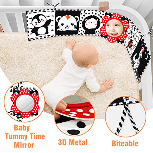 FUNNYB&G Black and White Baby Toys - High Contrast Baby Soft Book Baby Brain Development Crib Toys Carseat Toys Infant Tummy Time Mirror Toys for 0 3 6 9 12 Month Baby Birthday Gift Newborn Gift