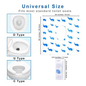 20 Pack Toilet Seat Covers Disposable, Extra Large Disposable Toilet Seat Covers for Adults, Individually Wrapped Potty Training Liners with Non-Slip Adhesives for Kids in Home, Restrooms&Travel -Blue