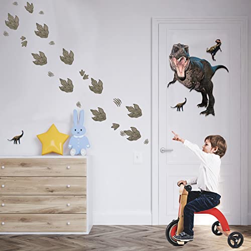 Dinosaur Wall Decals Dinosaur Wall Decal Dinosaur Room Decor for Boys, Dinosaur Stickers with 56 Pcs Dinosaur Footprints Floor Decals Dinosaur Tracks Decals for Baby Birthday Party