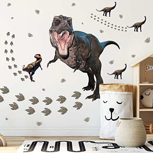 Dinosaur Wall Decals Dinosaur Wall Decal Dinosaur Room Decor for Boys, Dinosaur Stickers with 56 Pcs Dinosaur Footprints Floor Decals Dinosaur Tracks Decals for Baby Birthday Party