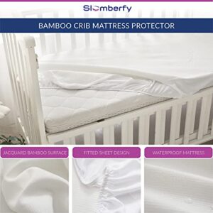 Mini Crib Mattress Protector by Slumberfy, Waterproof and Hypoallergenic Mattress Protector for Babies and Toddlers, Made of Bamboo Material, Mom's Choice Award Winner-27x39 inches