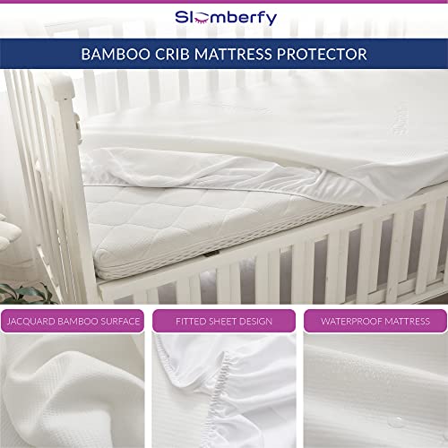 Mini Crib Mattress Protector by Slumberfy, Waterproof and Hypoallergenic Mattress Protector for Babies and Toddlers, Made of Bamboo Material, Mom's Choice Award Winner-27x39 inches