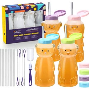 Special Supplies Honey Bear Straw Cup For Babies, 4-Pack, Fun Animal-Shaped Baby Led Weaning Training Drink for Straw Training and Weaning