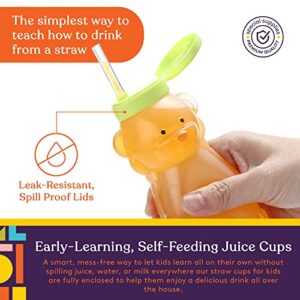 Special Supplies Honey Bear Straw Cup For Babies, 4-Pack, Fun Animal-Shaped Baby Led Weaning Training Drink for Straw Training and Weaning