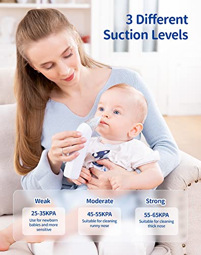 Baby Nose Sucker,Nasal Aspirator for Baby,Nasal Aspirator for Toddler,Electric Baby Nose Suction-Rechargable,3 Levels Power Suction,Music and Light Soothing Function