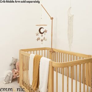 Handmade Baby Mobile for Crib - Modern Boho Baby Mobile - Felt Nursery Mobile Gender Neutral - Brown Stars, White Clouds and Moon