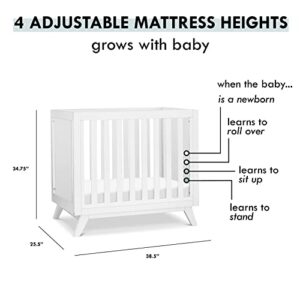 DaVinci Otto 3-in-1 Convertible Mini Crib with 4" Mattress in White, Greenguard Gold Certified