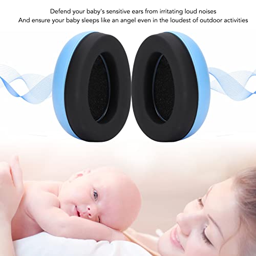 Noise Cancelling Infant Ear Muff, Soft Padded Design Baby Earmuff Ear Protection Headphones with Elastic Headband(Blue)