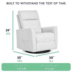 Evolur Aria Upholstered Plush Seating Swivel with Ottoman Greenguard Gold Certified Glider Chair for Modern Nursery, with Side Pockets, Tool-Free Assembly, Easy to Clean, Fog Grey