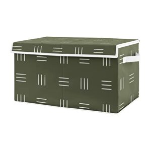 sweet jojo designs hunter green boy girl small fabric toy bin storage box chest baby nursery kids room white bohemian woodland tribal southwest mud cloth hatch triple line for safari jungle animal