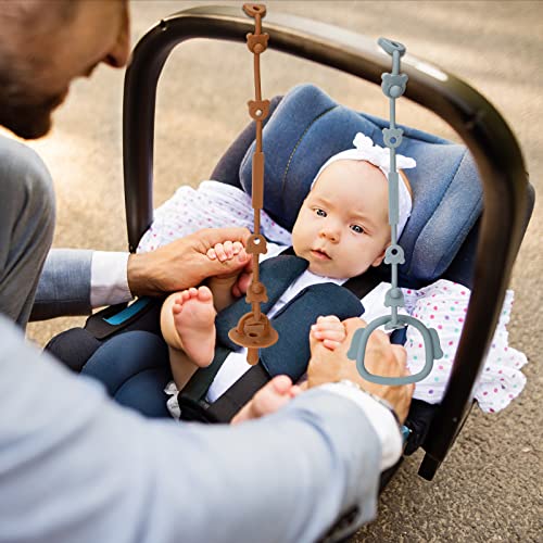 Eoopoon 4 Pack Toy Safety Straps, Stretchable Silicone Pacifier Chains, Adjustable Baby Bottle Toy Teethers Harness Strollers Straps for High Chair, Hanging Baskets, Cribs, Car Seat, Shopping Trolley