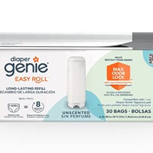 Diaper Genie Easy Roll Refill with 30 Bags | Lasts Up to 8 Months or Holds Up to 1410 Newborn Diapers Per Refill