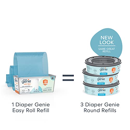 Diaper Genie Signature Pail Includes 1 Easy Roll Refill with 18 Bags | Holds Up to 846 Newborn-Sized Diapers Per Refill