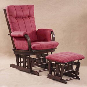 Artiva USA Marsala Super Soft Microfiber Cushion Cherry Wood Glider Chair and Ottoman Set,