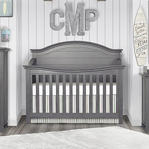 Evolur Belmar Double Dresser in Rustic Grey, 54x20.25x33 Inch (Pack of 1) & Belmar Curve 5-in-1 Convertible Crib in Rustic Grey