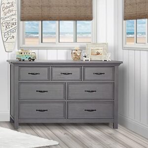 Evolur Belmar Double Dresser in Rustic Grey, 54x20.25x33 Inch (Pack of 1) & Belmar Curve 5-in-1 Convertible Crib in Rustic Grey