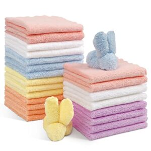 orighty baby washcloths 24-pack(7''x9''), microfiber coral fleece baby towels, super soft and absorbent wash cloths for newborns, infants and toddlers, gentle on delicate skin for face hands and body