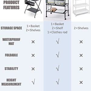 BEKA Portable Changing Table, Foldable Baby Changing Table, Changing Station for Infant w/Waterproof Diaper Changing Table Pad, Adjustable Height Diaper Station, Mobile Nursery Organizer for Newborn