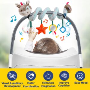 Baby Car Seat Toys Activity Stroller Toy for Boys Girls 0 3 6 9 10 12 Months, Spiral Hanging Plush Toys Mobile for Stroller Bassinet Crib Baby Carrier