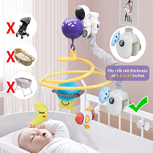 STAPAW Baby Crib Mobile with Music and Lights, Space Traveler Baby Mobile for Crib with IR Remote, Spaceman Nursery Decor Plush Toys for Newborn Boys and Girls Babies 0-12 Months