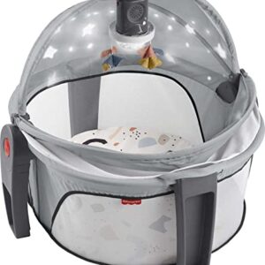 Fisher-Price Portable Baby Bassinet And Play Space Deluxe On-The-Go Projection Dome With Lights Music And Canopy, Paper Shapes