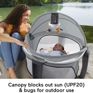 Fisher-Price Portable Baby Bassinet And Play Space Deluxe On-The-Go Projection Dome With Lights Music And Canopy, Paper Shapes