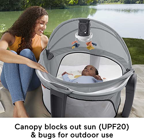 Fisher-Price Portable Baby Bassinet And Play Space Deluxe On-The-Go Projection Dome With Lights Music And Canopy, Paper Shapes