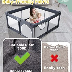 Joypony Baby Playpen, (50x50x27inch) Large Playpen for Babies and Toddlers, Sturdy Safety Play Yard for Infant, Indoor & Outdoor Play Pen with Gate, Baby Fence with Soft Breathable Mesh, Hand Rings