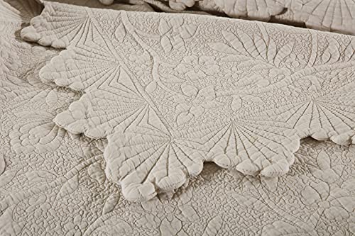 Brandream 6PC Cotton Quilt Bedding Set Queen King Size Cotton Queen Size Bedspreads Scalloped Farmhouse Quilts Set