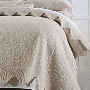 Brandream 6PC Cotton Quilt Bedding Set Queen King Size Cotton Queen Size Bedspreads Scalloped Farmhouse Quilts Set