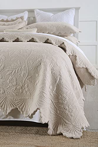 Brandream 6PC Cotton Quilt Bedding Set Queen King Size Cotton Queen Size Bedspreads Scalloped Farmhouse Quilts Set