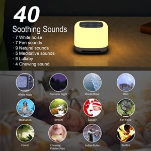 White Noise Machine Sound Machine for Adults Baby Kids with 40 Soothing Sounds, Battery, Night Light & Bluetooth Speaker & Portable White Noise Machine for Travel, Office, Home, Sleeping, Relaxation