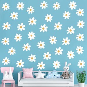 BBTO Daisy Wall Decal Flower Vinyl Wall Decals White Daisy Decals Floral Decals Peel and Stick White Daisy Stickers for Kids Nursery Wall Art Bedroom Living Room Classroom Decor