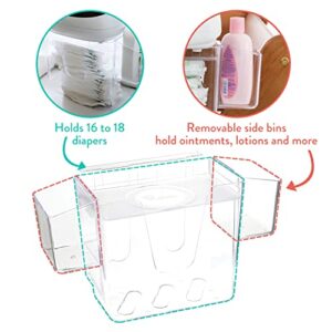 Prince Lionheart Diaper Depot Hanging Diaper Change Organizer for Wipes Warmer Baby Crib Storage Bin for Changing Table Use Nursery Essentials Baby Registry