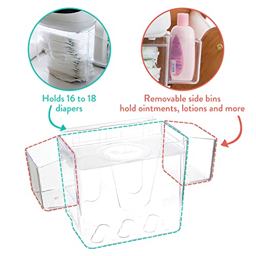 Prince Lionheart Diaper Depot Hanging Diaper Change Organizer for Wipes Warmer Baby Crib Storage Bin for Changing Table Use Nursery Essentials Baby Registry