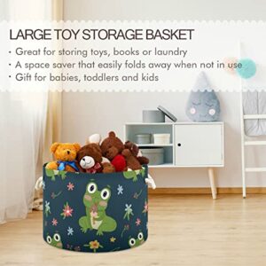 xigua Frog Cotton Rope Storage Basket with Handles Large Baby Laundry Basket Round Collapsible Laundry Basket for Laundry,Toys,Books and Nursery Clothes