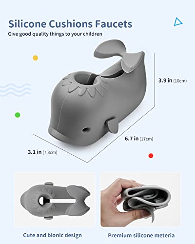 Mandoo Faucet Cover Bathtub Baby, Bath Spout Cover for Baby, Bath Faucet Cover for Kids, Tub Spout Cover Bathtub Faucet Cover Kids Safety, Protection Baby Universal Bath Silicone Toys Whale Grey