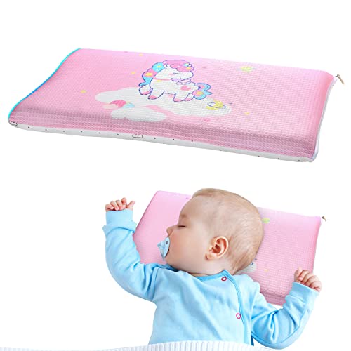 seilmost Toddler Memory Foam Pillow for Sleeping-Cooling Baby Pillow for Newborn-(13" X 18") Detachable Water-Washed Kids Pillows (Unicorn)