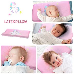 seilmost Toddler Memory Foam Pillow for Sleeping-Cooling Baby Pillow for Newborn-(13" X 18") Detachable Water-Washed Kids Pillows (Unicorn)