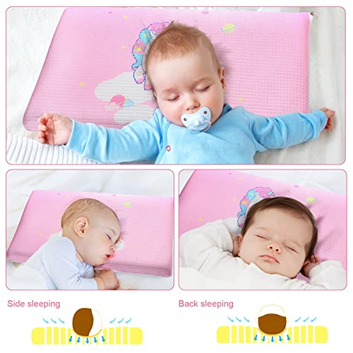 seilmost Toddler Memory Foam Pillow for Sleeping-Cooling Baby Pillow for Newborn-(13" X 18") Detachable Water-Washed Kids Pillows (Unicorn)