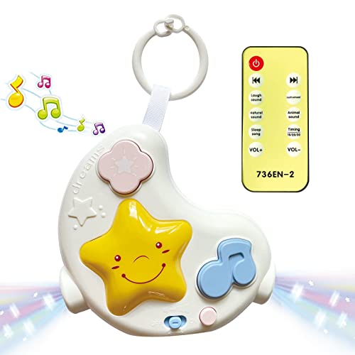 White Noise Machine Baby Soother with Toy Remote,108 Lullaby Baby Sound Machine for Sleeping with Night Light,Portable Sound Machine Baby Toys for Traveling