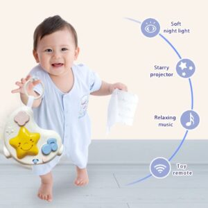 White Noise Machine Baby Soother with Toy Remote,108 Lullaby Baby Sound Machine for Sleeping with Night Light,Portable Sound Machine Baby Toys for Traveling