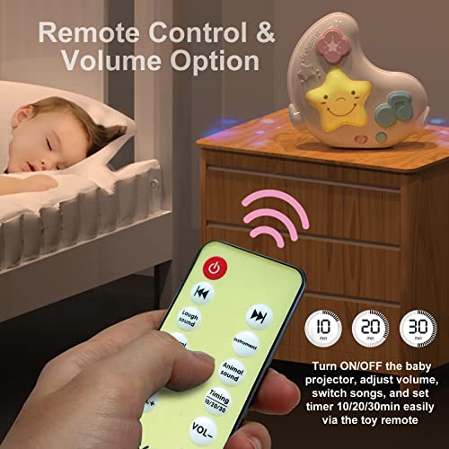 White Noise Machine Baby Soother with Toy Remote,108 Lullaby Baby Sound Machine for Sleeping with Night Light,Portable Sound Machine Baby Toys for Traveling