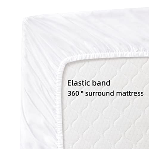 HBHLFZ Luxury Soft 100% Crib Bamboo Sheets for Baby Boys Girls -Baby Crib Sheet Neutral for Standard Crib Mattress & Toddler Bed Mattress, Soft and Safe Deep Pocket Fitted Sheet, White