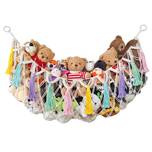 KIDDI MIDY Stuffed Animal Hammock, Nursery and Playroom Toy Storage Net Organizer for Plush Toys, Kids Bedroom Décor, Rip-Resistant Stuff Animals Holder with Hanging Hardware