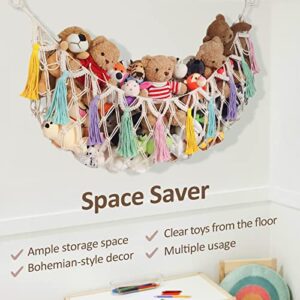 KIDDI MIDY Stuffed Animal Hammock, Nursery and Playroom Toy Storage Net Organizer for Plush Toys, Kids Bedroom Décor, Rip-Resistant Stuff Animals Holder with Hanging Hardware