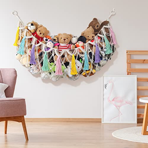 KIDDI MIDY Stuffed Animal Hammock, Nursery and Playroom Toy Storage Net Organizer for Plush Toys, Kids Bedroom Décor, Rip-Resistant Stuff Animals Holder with Hanging Hardware