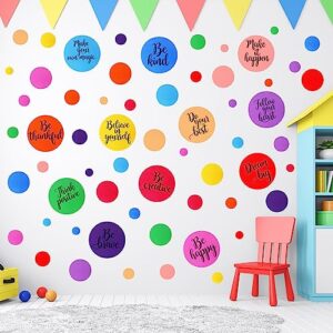 288 pieces polka dot wall sticker inspirational wall decal for classroom kids motivational quote circle wall sticker removable lettering positive saying sticker for dance yoga gym nursery (classic)