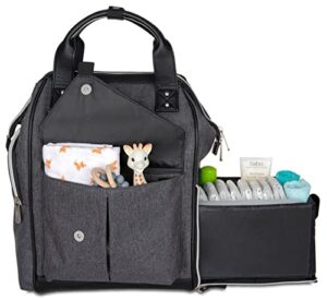 baby brezza lucia baby diaper bag backpack and tote – carry how you choose – spacious but compact design with 12 pockets and slide out diaper caddy, graphite